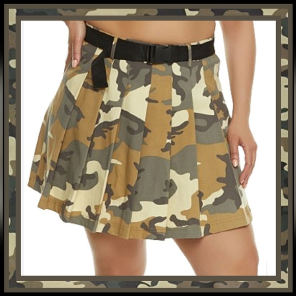 like an angel | Skirts | Camo Print Pleated Mini Skirt With Belt Nwt ...